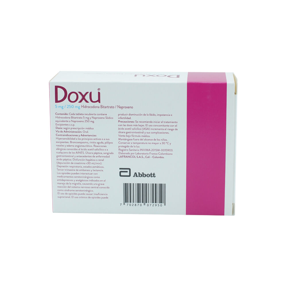 Doxu (5+250)Mg Tabletas Recubiertas Caja X 20