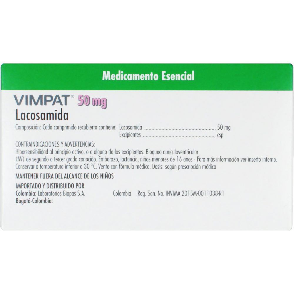 Vimpat Tabletas Recubiertas 50Mg Caja X 14