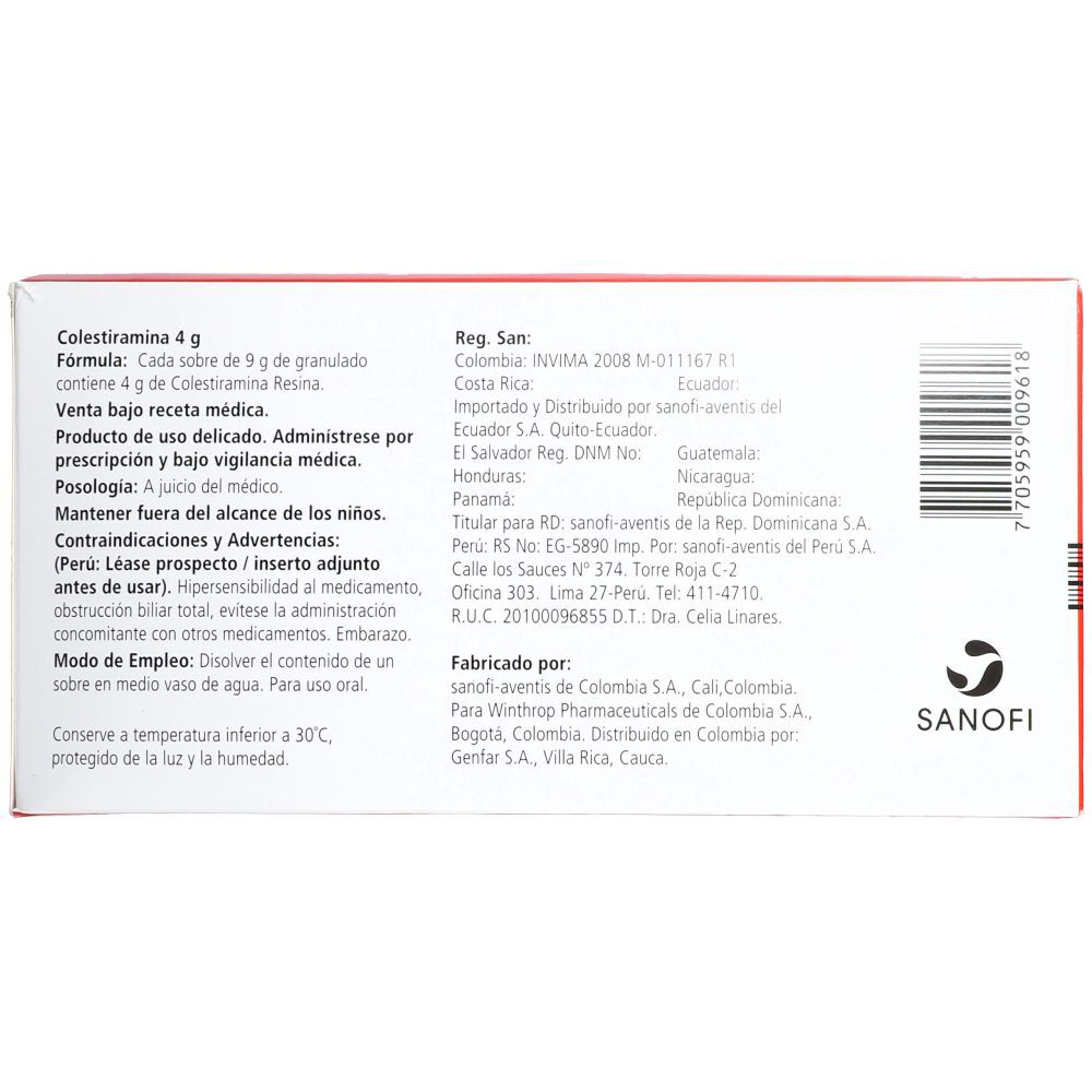 Colestiramina Via Oral Granulado Sobre X 4Gr