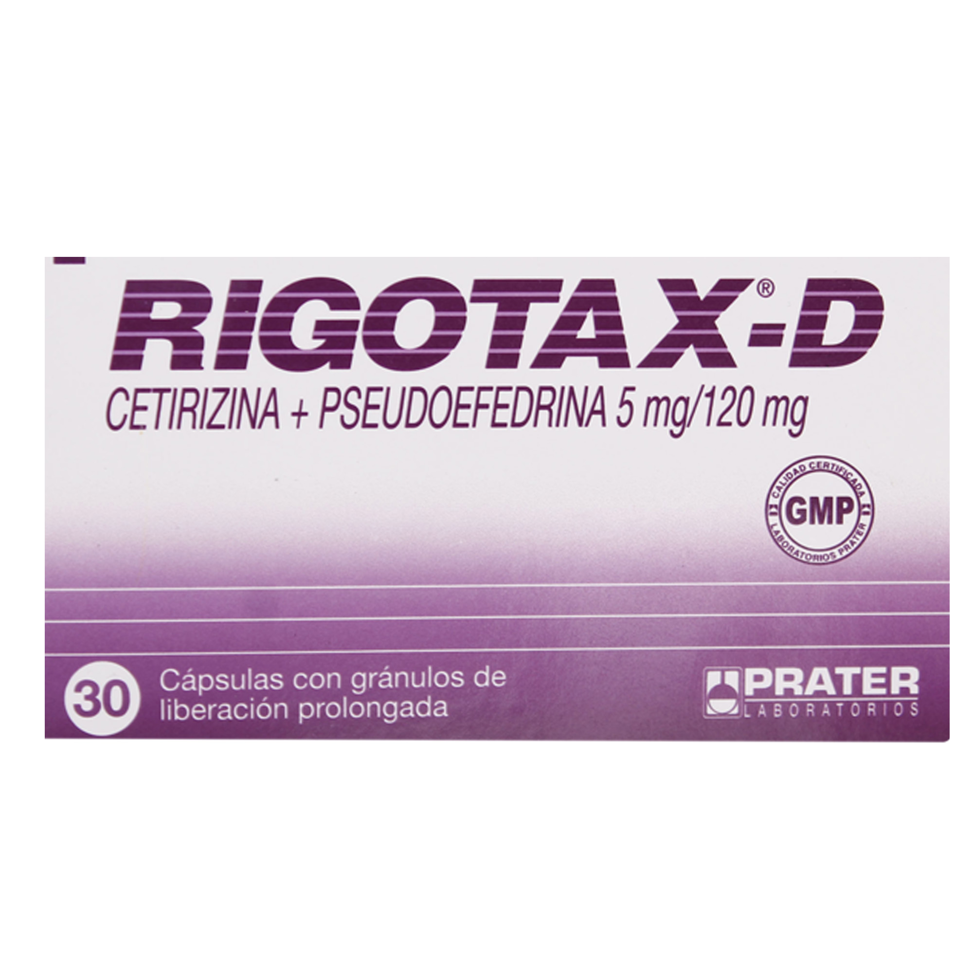 Rigotax-D Pseudoefedrina 120 mg 30 Cápsulas Liberación Prolongada | Los ...