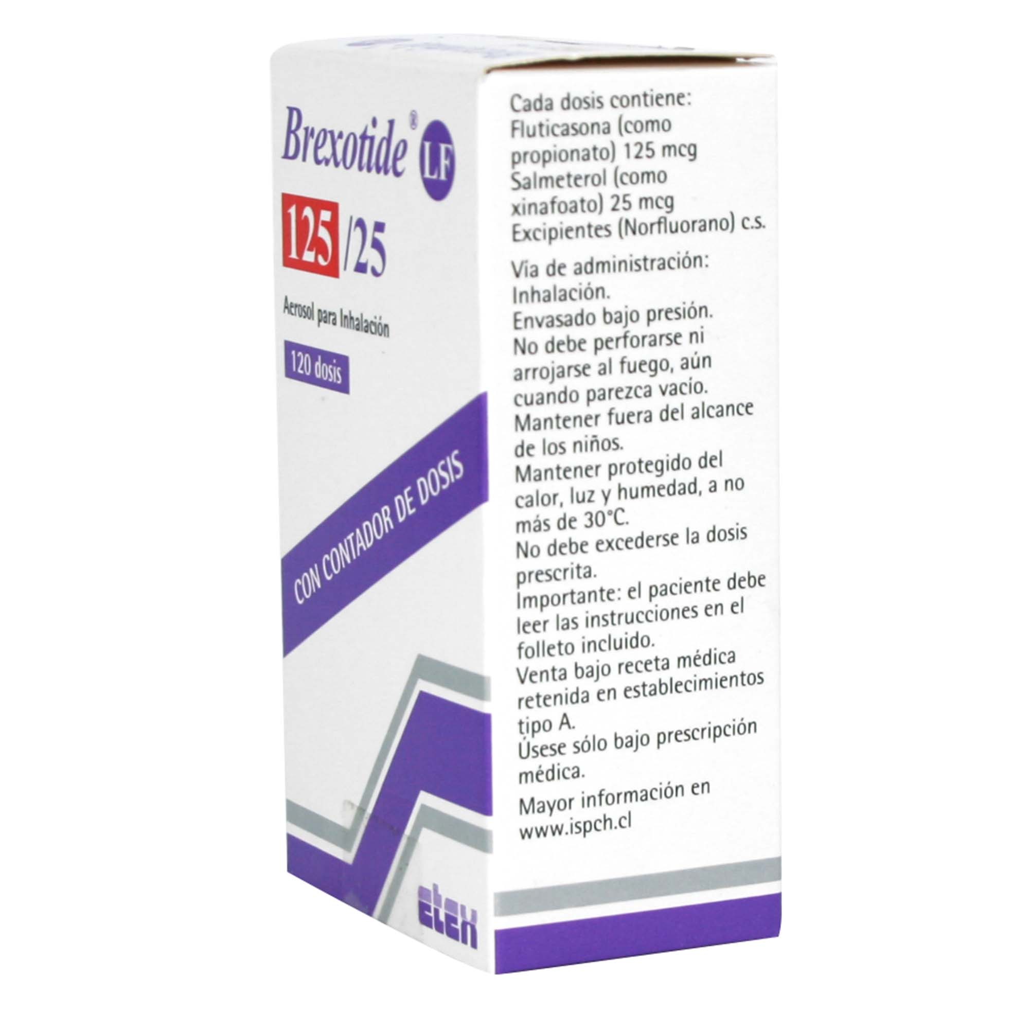 Brexotide Lf 125/25 Salmeterol 25 mcg/DS Inhalador Bucal 120 Dosis ...