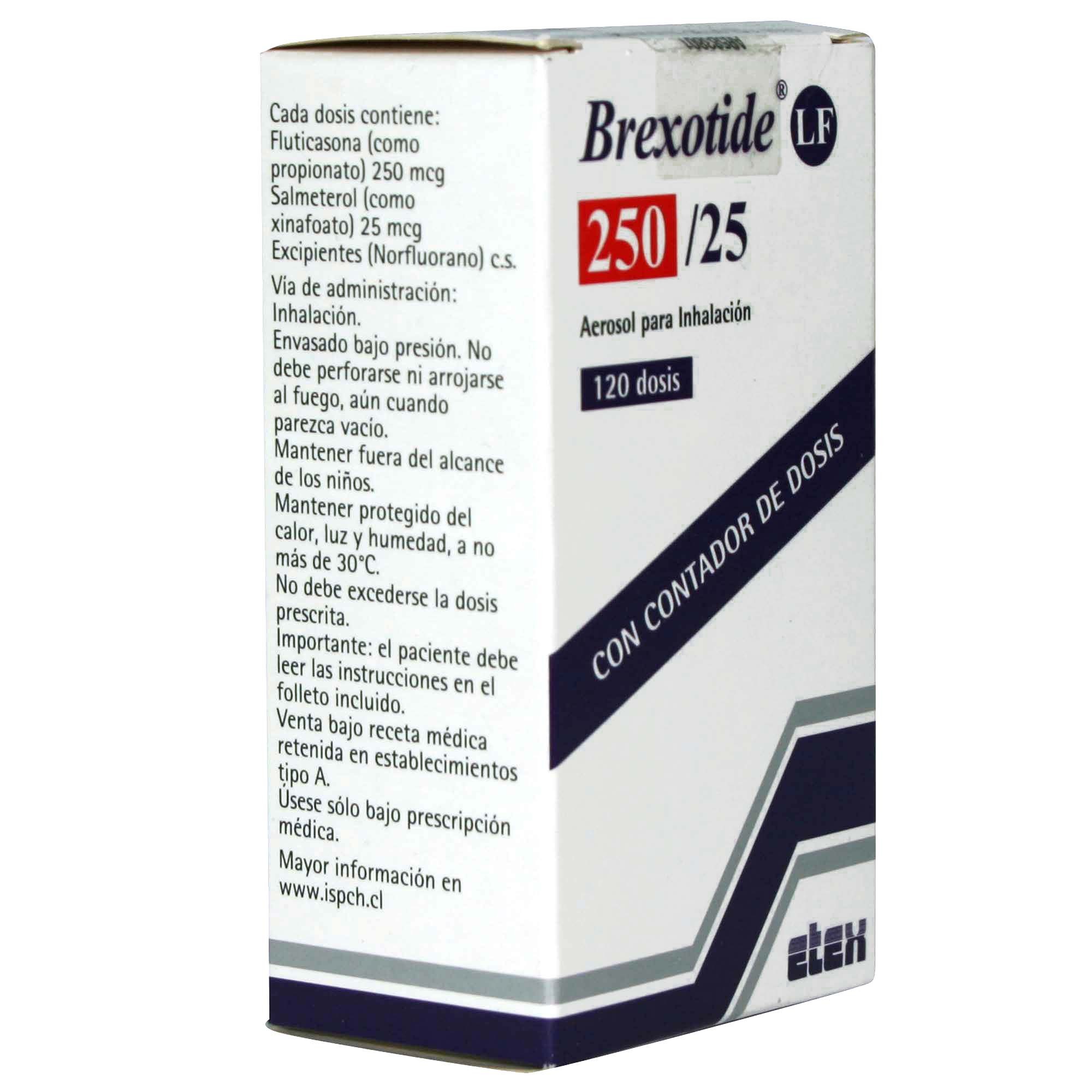 Brexotide Lf 250/25 Salmeterol 25 mcg/DS Inhalador Bucal 120 Dosis ...