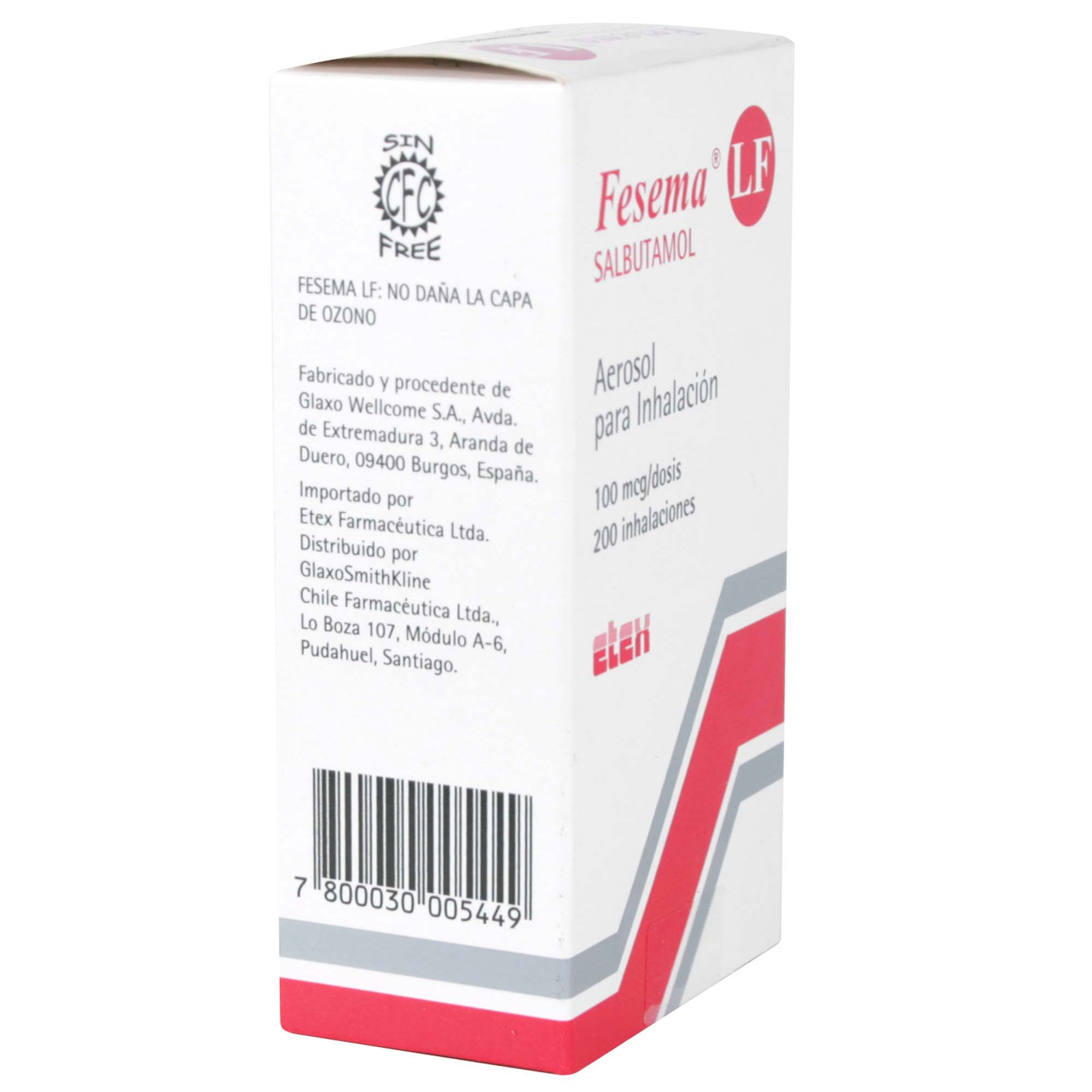 Fesema Lf Salbutamol 100 mcg/DS Inhalador Bucal 200 Dosis | Los ...