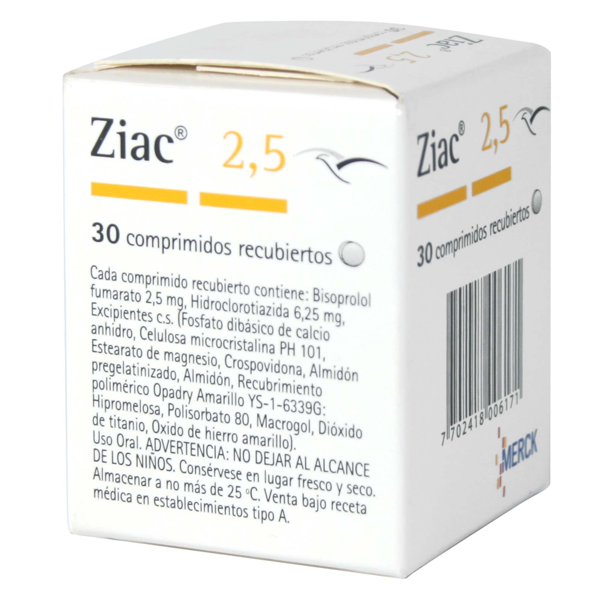 Ziac Bisoprolol 2,5 mg 30 Comprimidos Recubiertoss | Los expertos en ...
