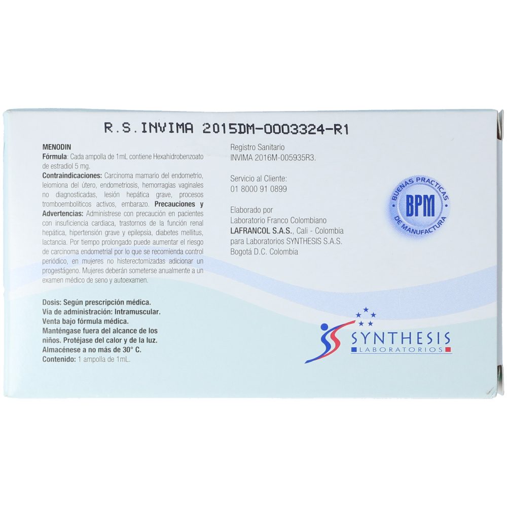 Menodin Caja X 1 Ampolla | Los expertos en ahorro Cruz Verde Colombia