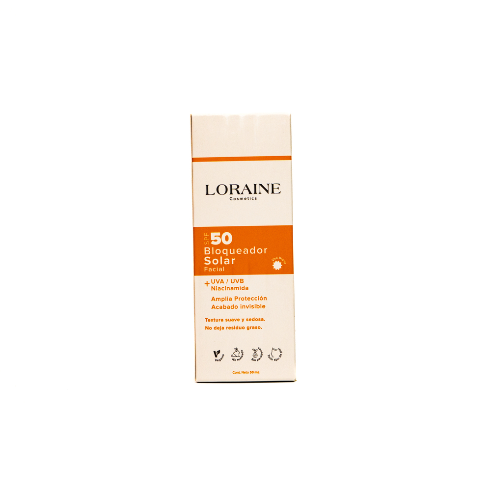 Bloqueador Solar Facial Loraine Cosmetics Spf 50 + Uva + Uvb Frasco X 50Ml