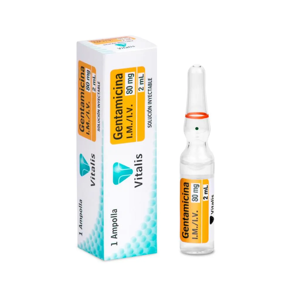 Gentamicina 80Mg/2Ml(40Mg/Ml) Solución Inyección Caja X 1Ampolla X 2Ml Vitalis | Cruz Verde