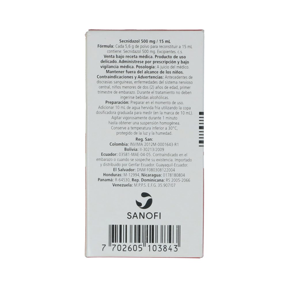 Secnidazol 500Mg/15mL Suspensión Oral Genfar Frasco X 15 mL | Los ...