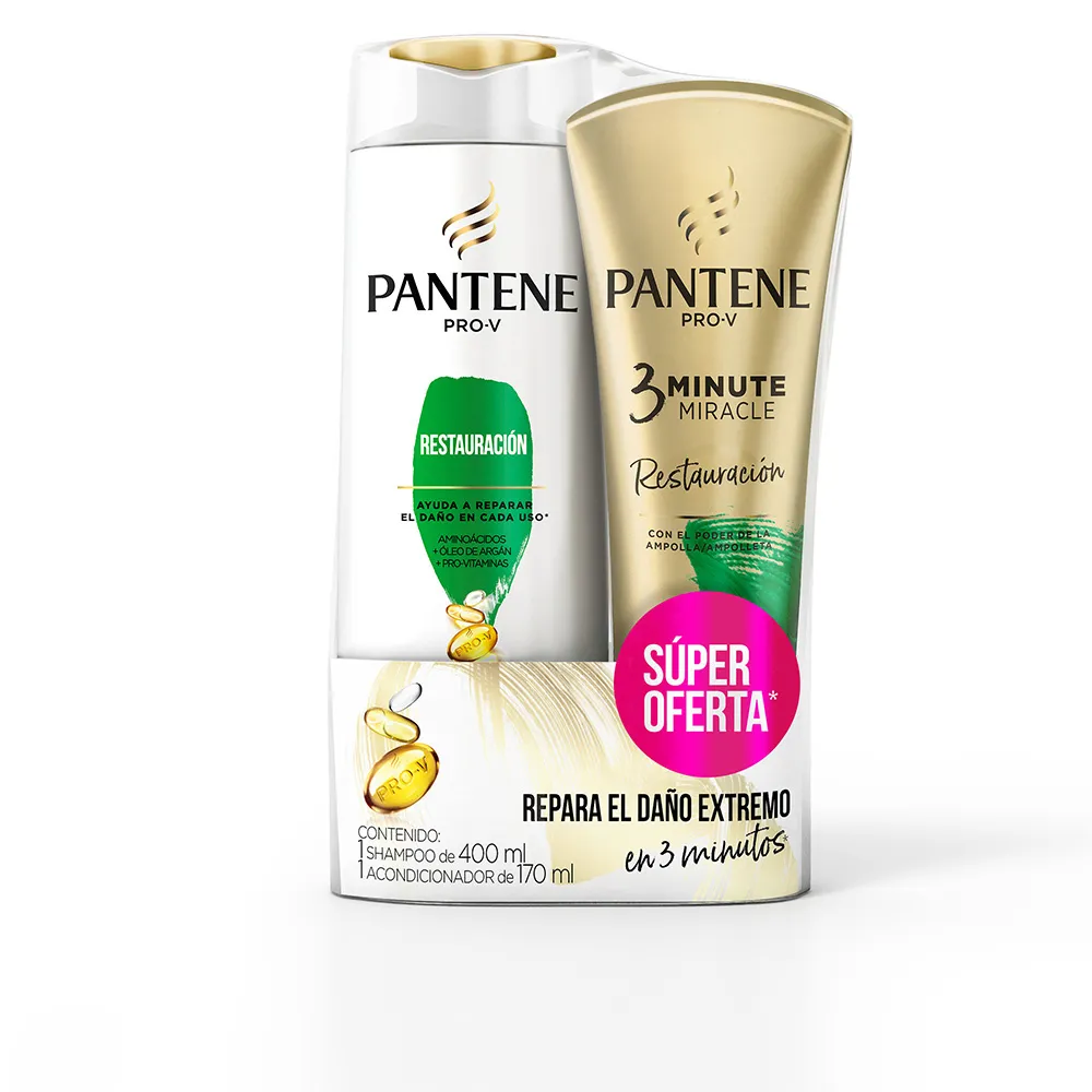 Promo Shampoo+Acondicionador Pantene Pro-V 3 Minutos Miracle Paquete X ...