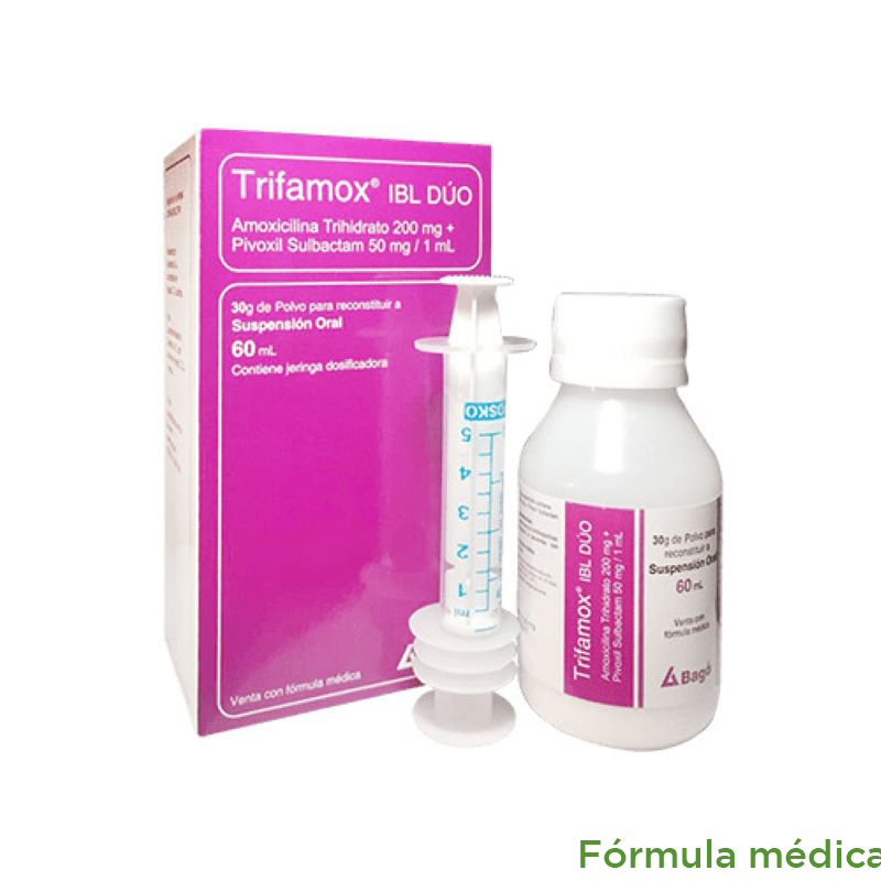 Trifamox Ibl Duo (1000+250)Mg/5Ml(20+5)% Polvo Suspension Oral Frasco X ...
