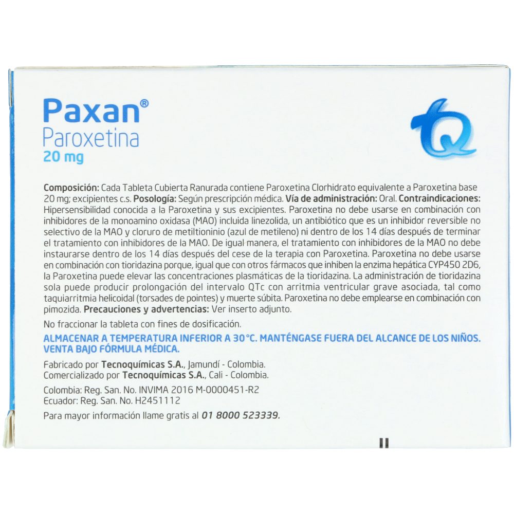 Paxan 20Mg Caja X 10 Tabletas | Los expertos en ahorro Cruz Verde Colombia