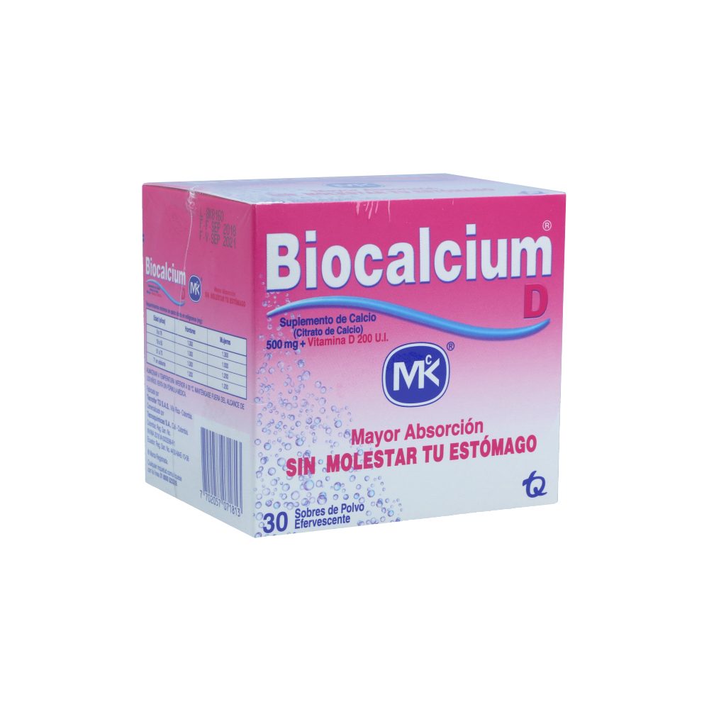 Biocalcium D Polvo Efervescente 500Mg+200Ui Caja X 30 Sobres X 4,44 Gr ...