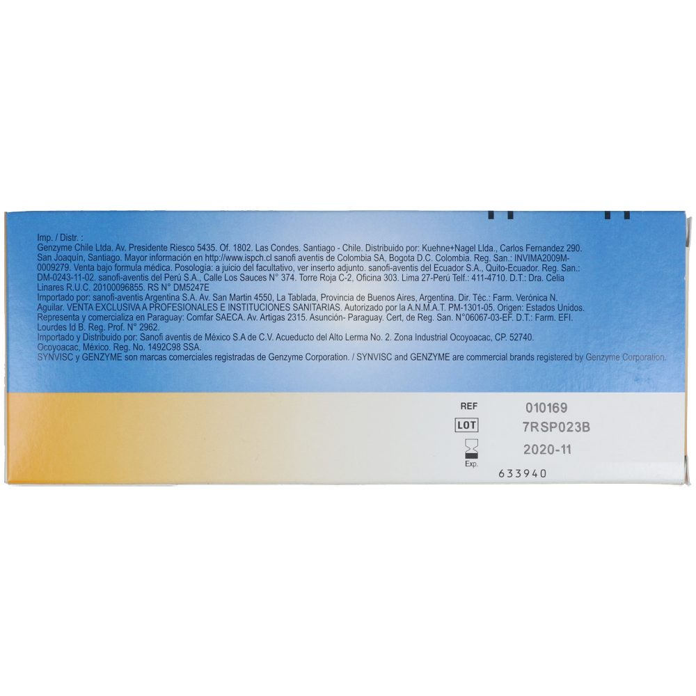 Synvisc Suspensión Inyectable 16Mg/2mL(8Mg/mL) Jeringa Prellenada X 2mL ...