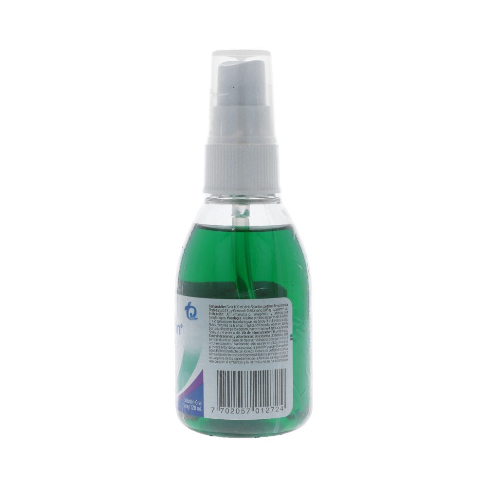Benzirin Verde Aseptic Solución Bucal Spray (0.15+0.05)Gr X 120 Ml ...