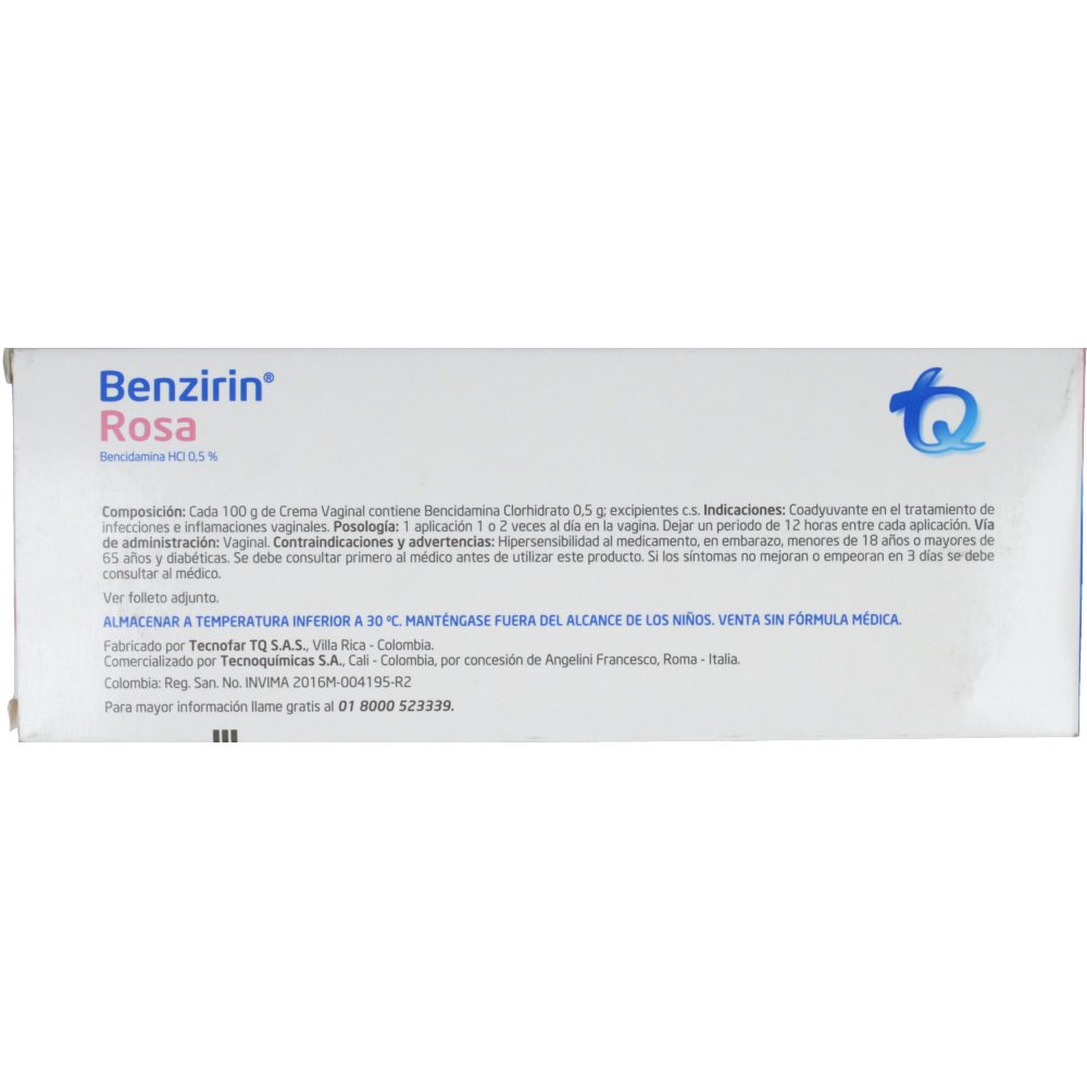 Benzirin Rosa 0.5% Crema Vaginal Tubo X 30 Gr | Los expertos en ahorro ...