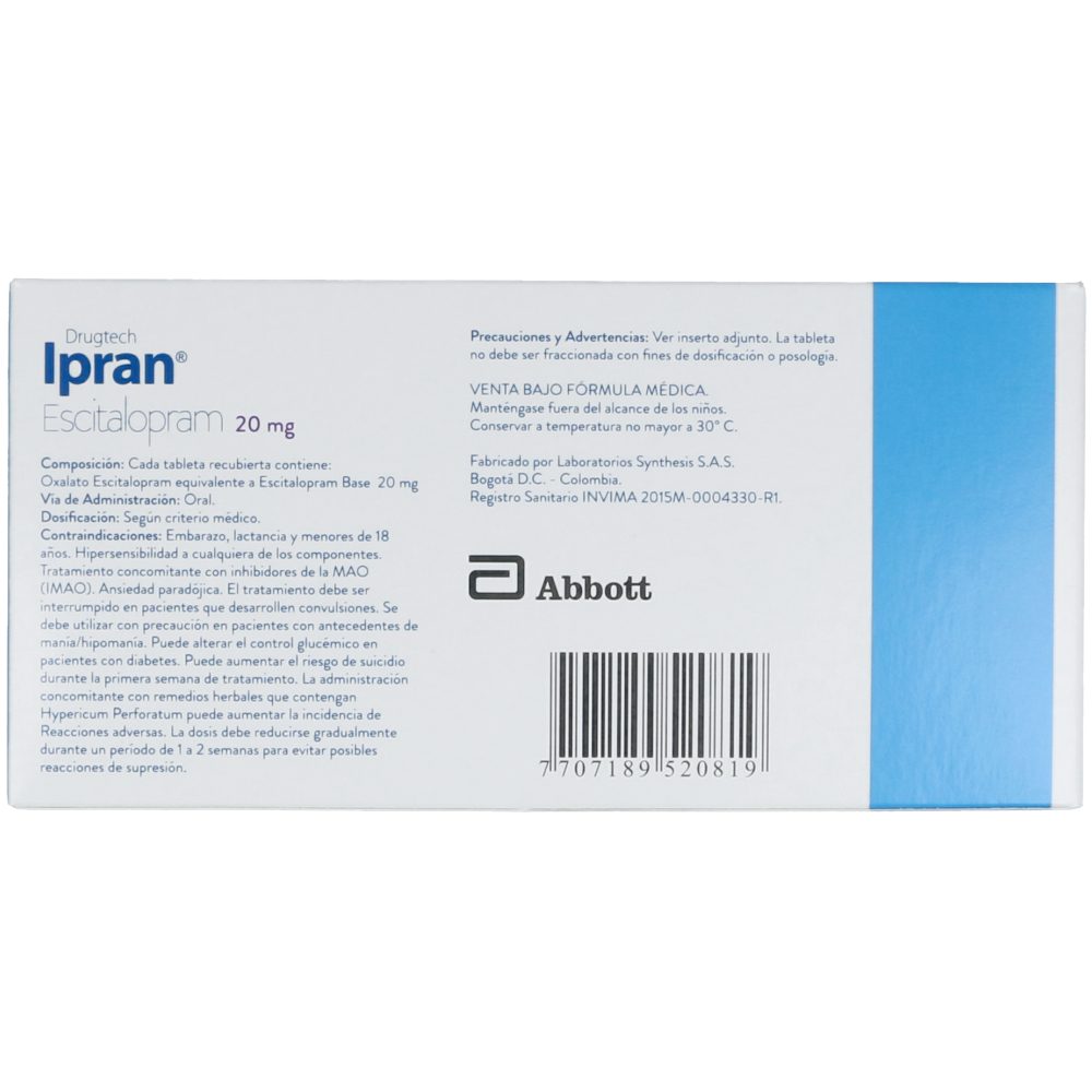 Drugtech Ipran 20 mg Caja X 20 Tabletas Recubiertas | Los expertos en ...