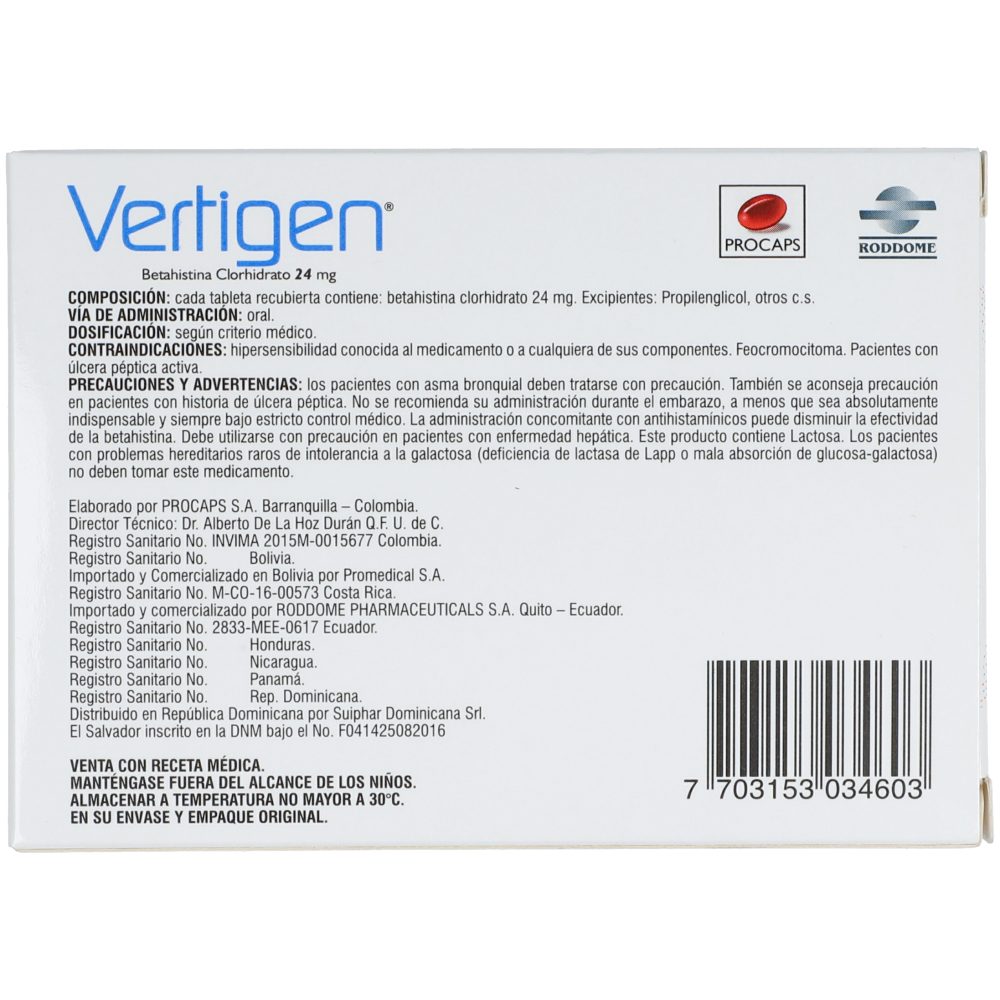 Vertigen 24Mg Tabletas Recubiertas Caja X 30 | Los expertos en ahorro ...