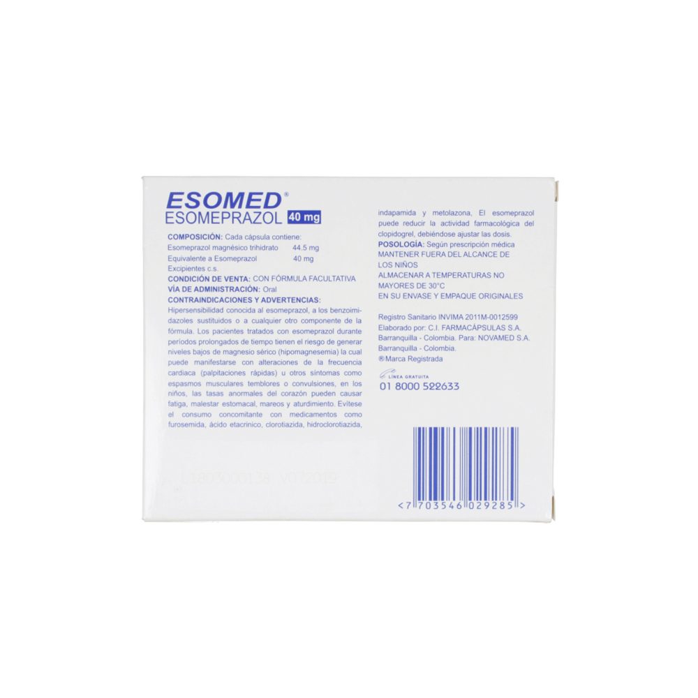 Esomed 40Mg Caja X 28 Cápsulas | Los expertos en ahorro Cruz Verde Colombia
