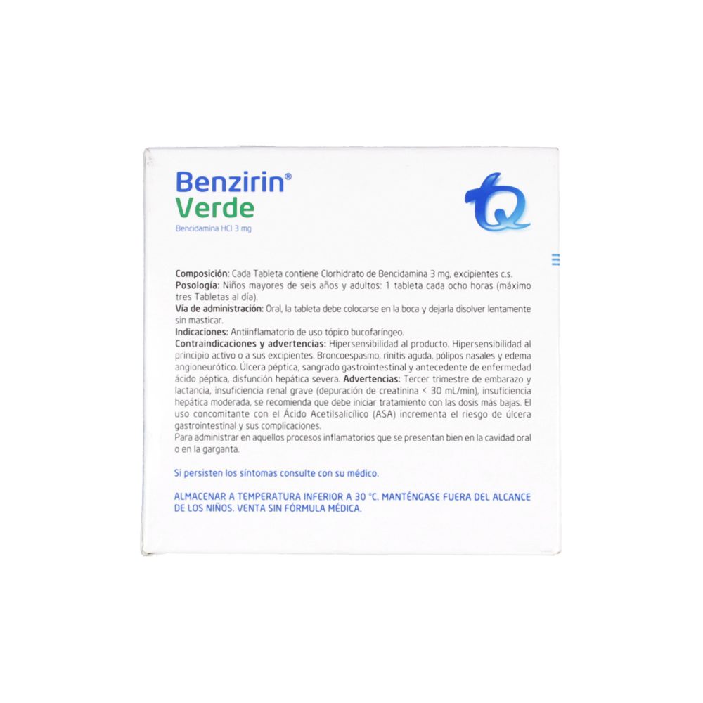 Benzirin Verde 3Mg Caja X 12 Tabletas Masticable Eucalipto | Los ...