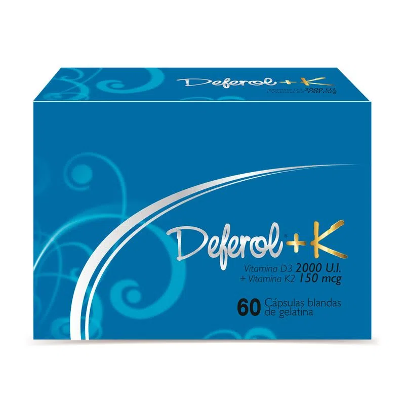 Deferol + K Vitamina D3 + K2 2000Ui+150Mcg Capsulas Blandas Cajas X 60 ...