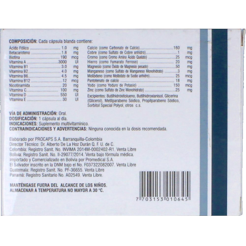 Gestavit Materno Mutivitaminas Prenatales Cápsulas Blandas Caja X 30 ...