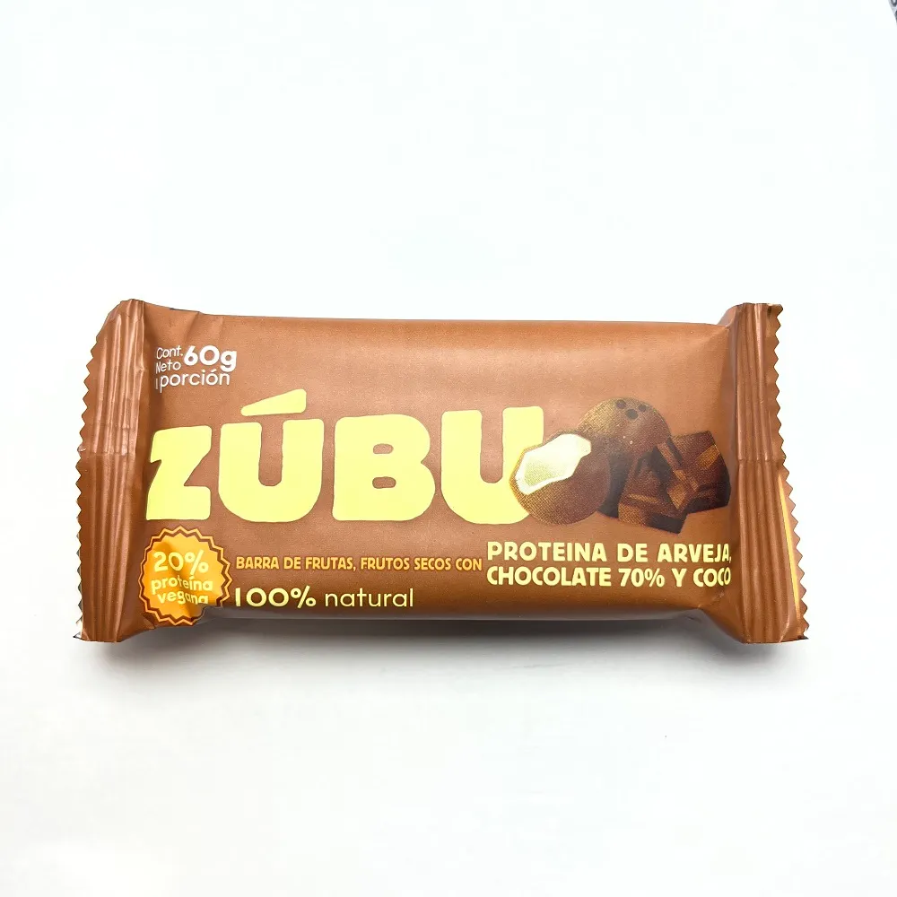 Barra De Frutas Zubu Proteina De Arveja Chocolate 70% Y Coco Barra X ...
