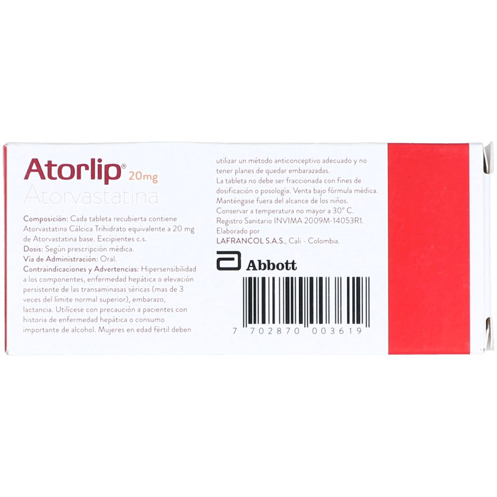 Atorlip 20 mg Tabletas Recubiertas Caja X 30 | Los expertos en ahorro ...