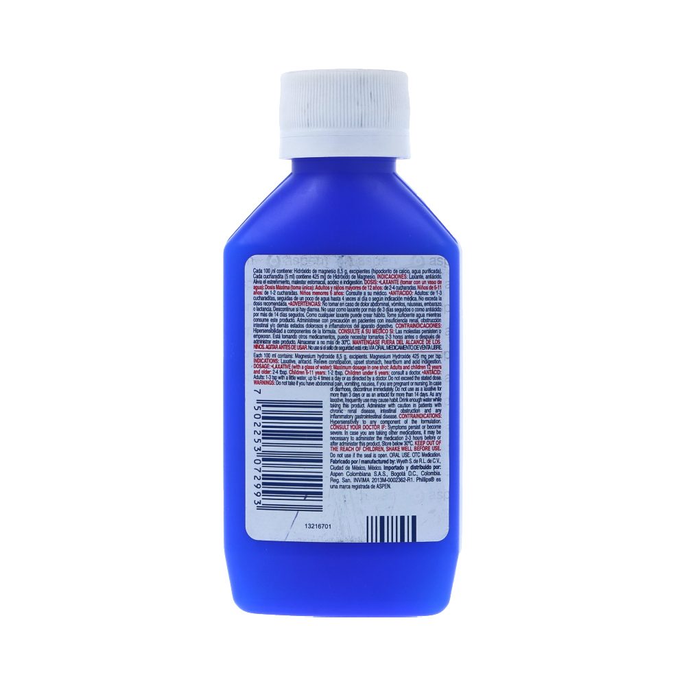 Leche Magnesia Phillips 8.5Gr/100mL Suspensión Oral Frasco X 120 mL ...
