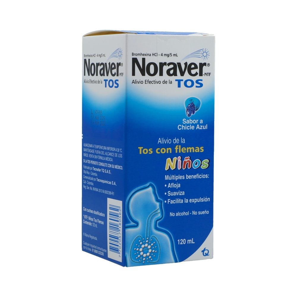 Noraver Tos Ntf 4Mg/5Ml(0.08%) Jarabe Chicle Frasco X 120Ml