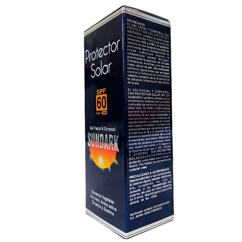 Protector Solar Gel Facial y Corporal Sundark Fps 60+ Tubo X 60Gr | Los ...