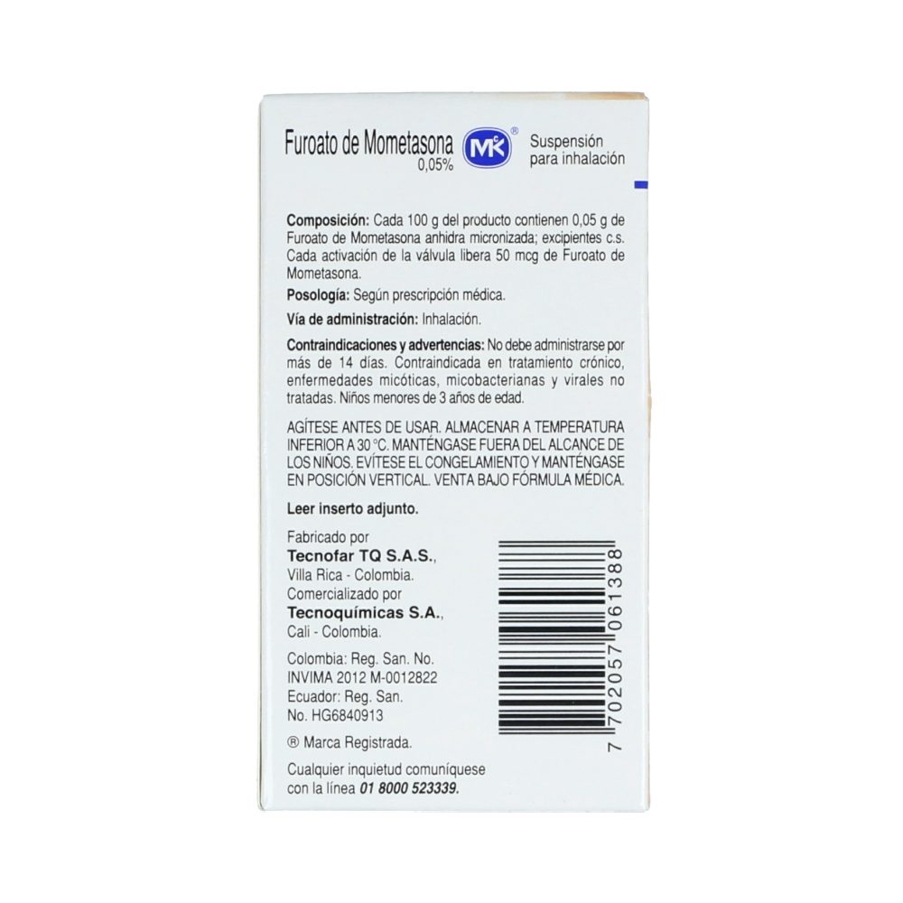 Furoato Mometasona Mk 0.05% Frasco X 10Gr Suspensión Inhalador Nasal ...