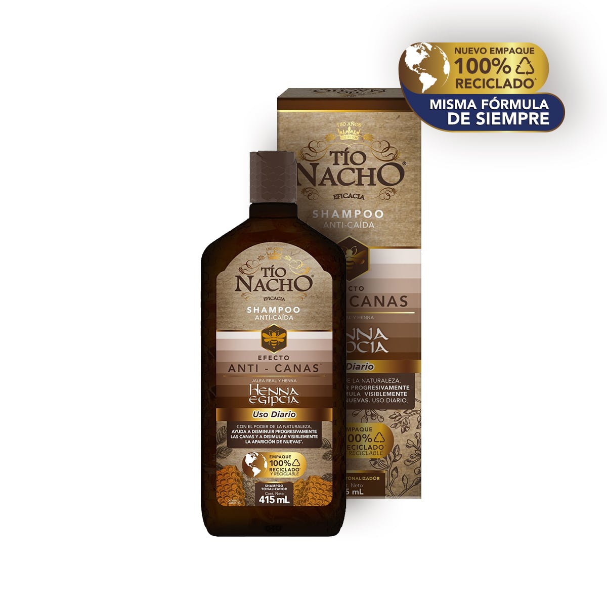Shampoo Henna Egipcia Tio Nacho Anti Canas Tonalizador Frasco X 415Ml ...