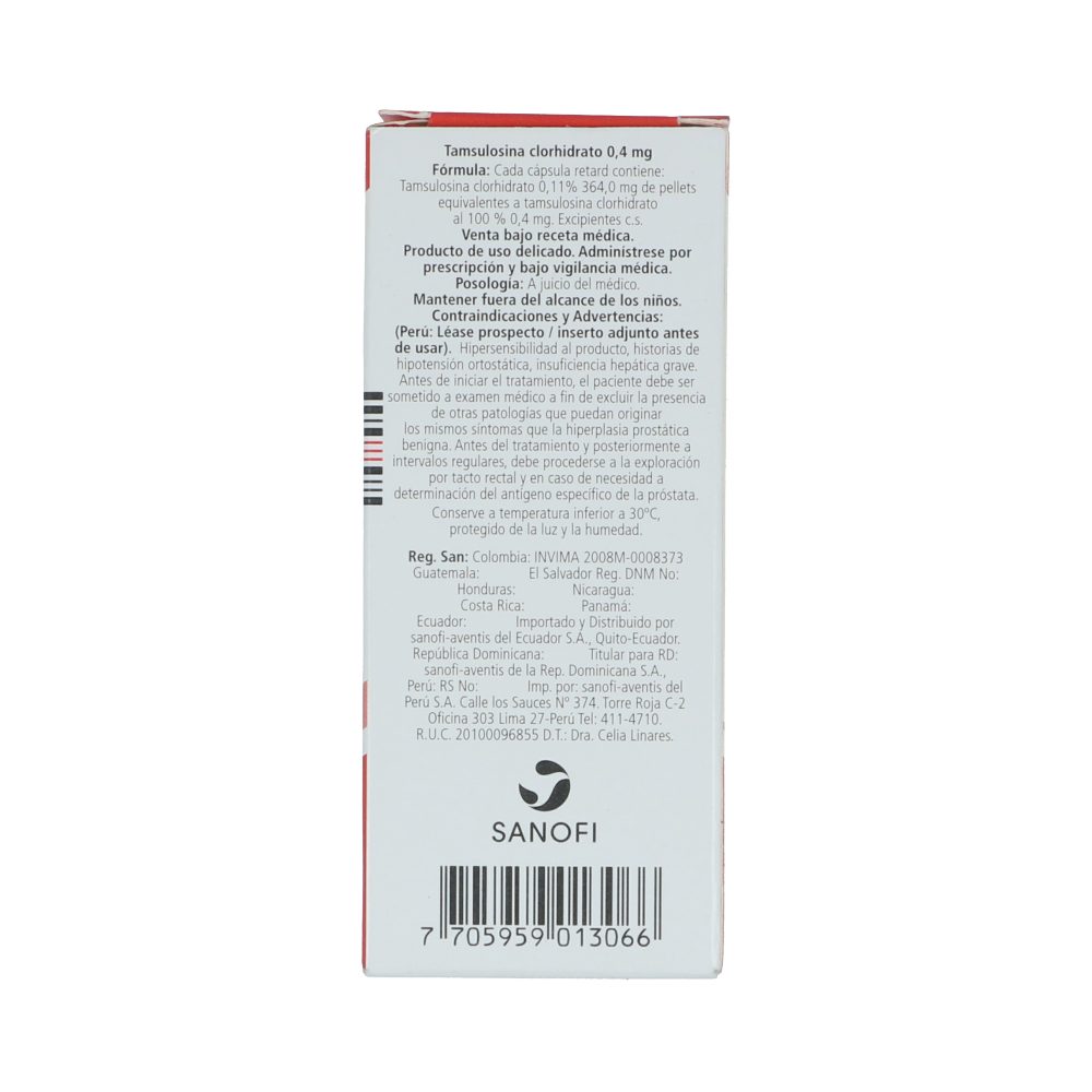 Tamsulosina Winthrop 0.4Mg Caja X 30 Cápsulas Liberación Prolongada ...