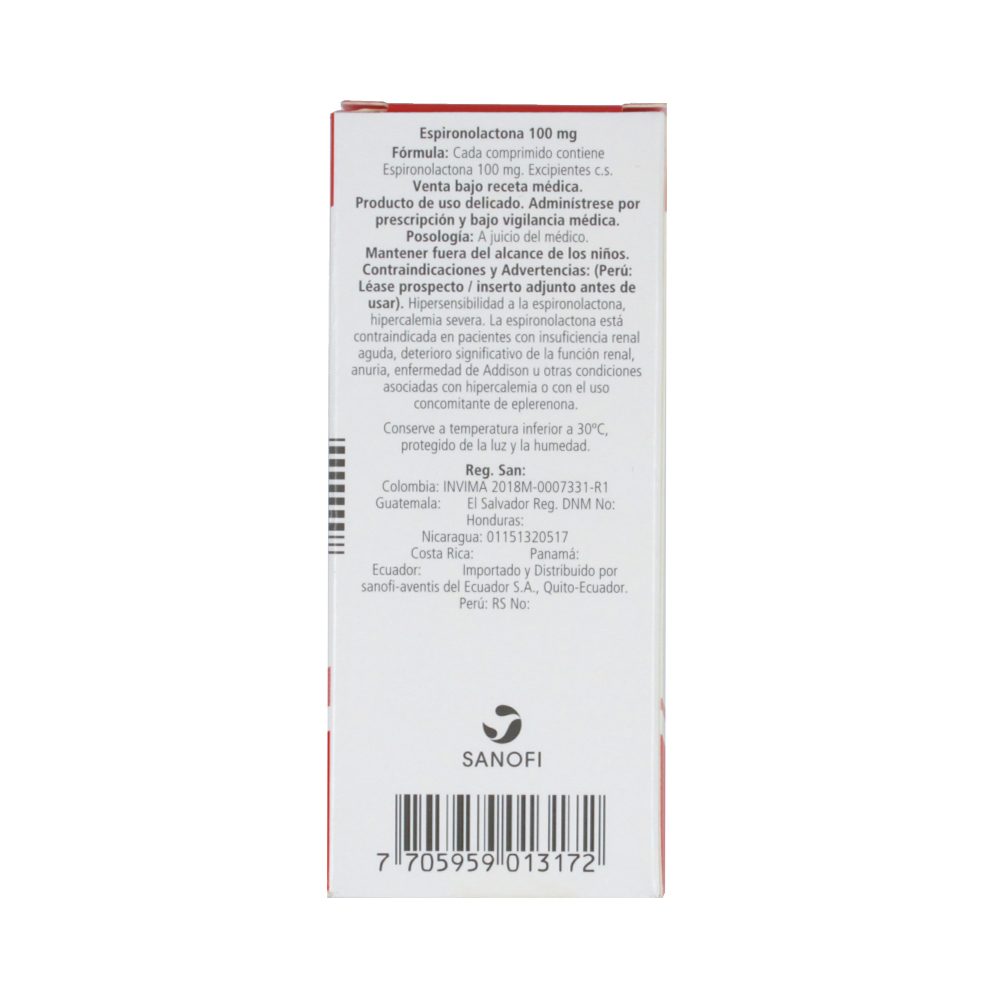 Espironolactona 100Mg Caja X 20 Tabletas | Los expertos en ahorro Cruz ...