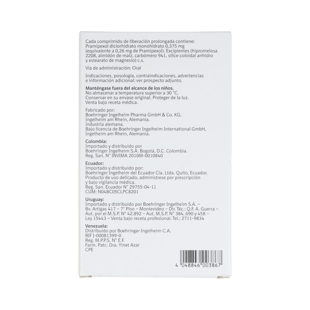 Mirapex ER Tabletas Liberación Prolongada 0.375Mg Caja X 10 | Los ...