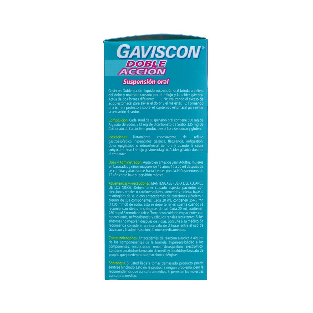 Gaviscon Doble Acción (5+2.25+2.13)Gr/100mL Suspensión Frasco X 300mL ...