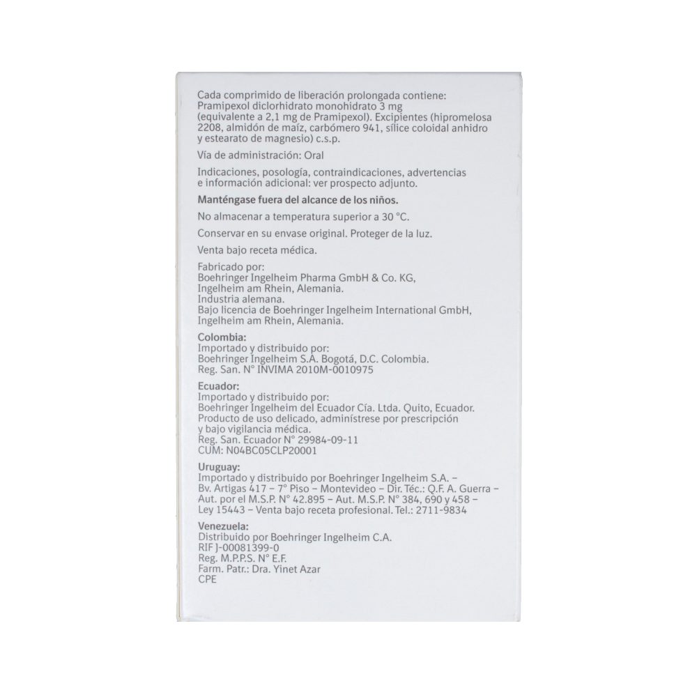Mirapex ER Tabletas Liberación Prolongada 3Mg Caja X 30 | Los expertos ...