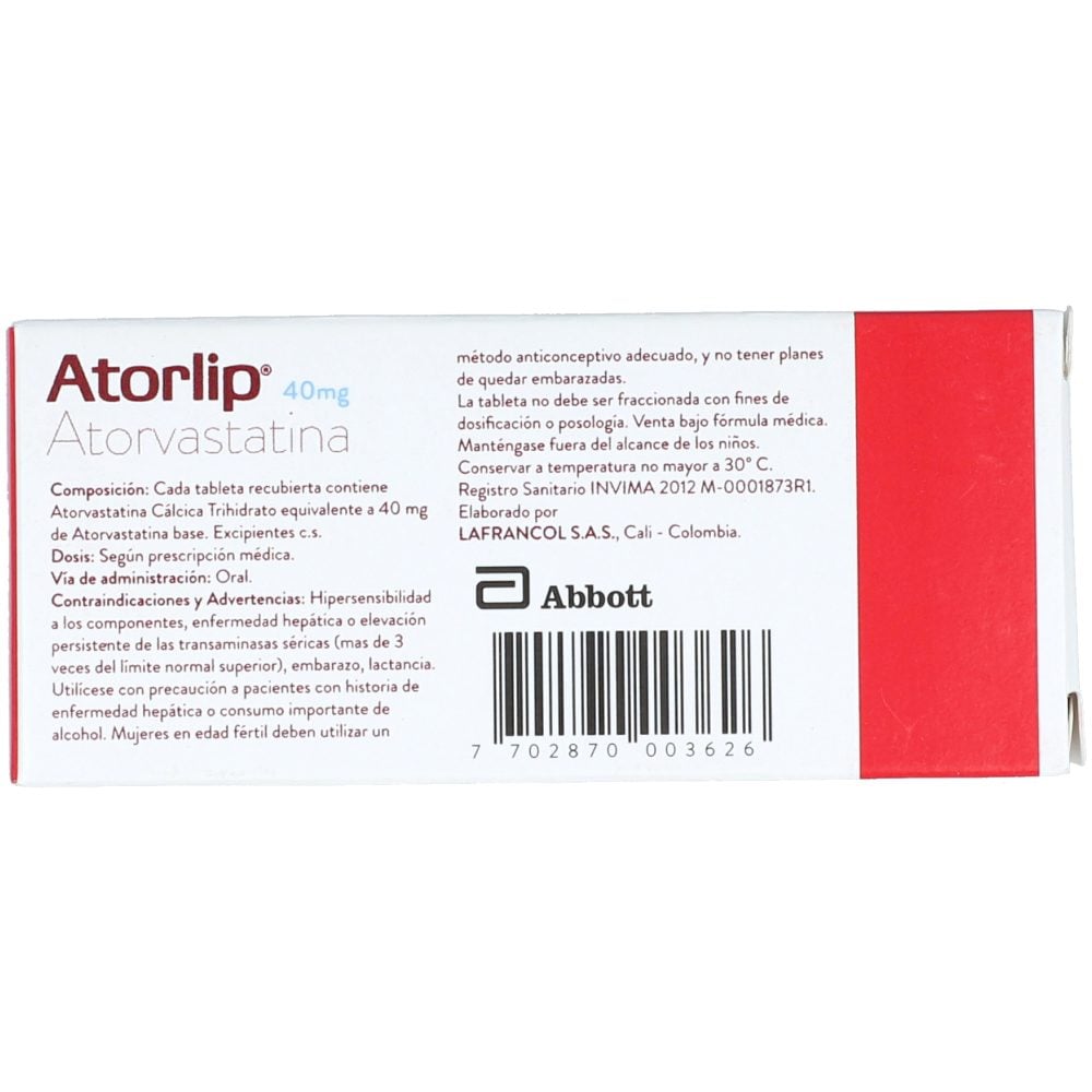 Atorlip Tabletas Recubiertas 40 mg Caja X 30 | Los expertos en ahorro ...