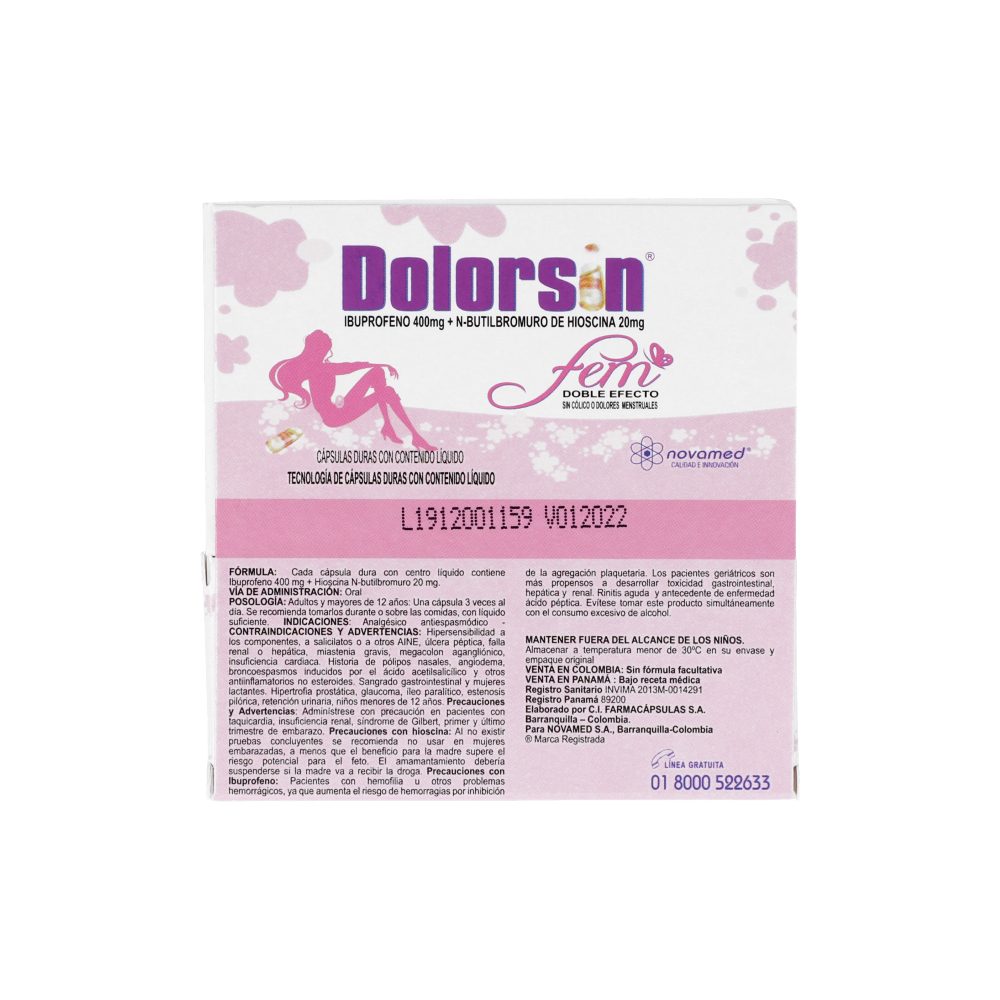 Dolorsin Fem Capsula Promoción Pague 3 Lleve 4 Caja X 1 paquete | Los ...