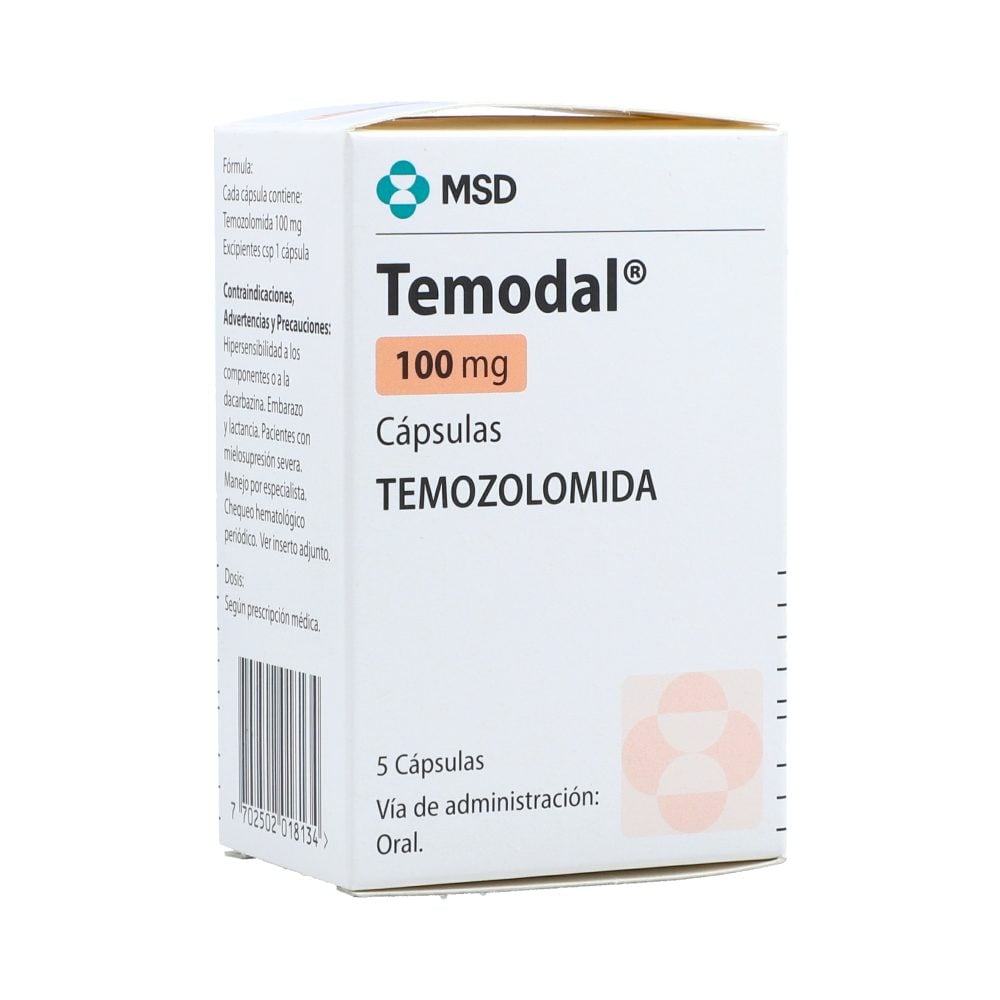 Temodal 100 mg · 5 Cápsulas | Cruz Verde