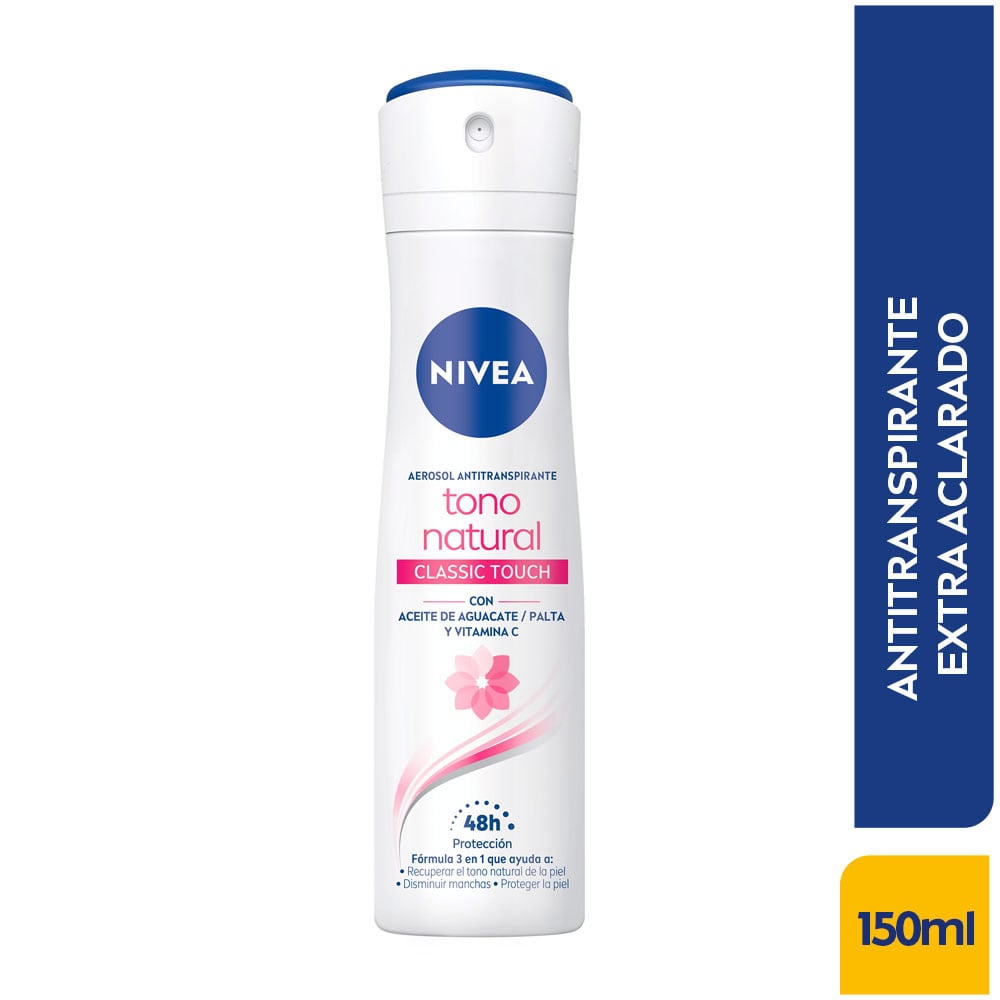 Nivea Aclarado Natural Classic Touch Aerosol Antitranspirante Frasco X ...