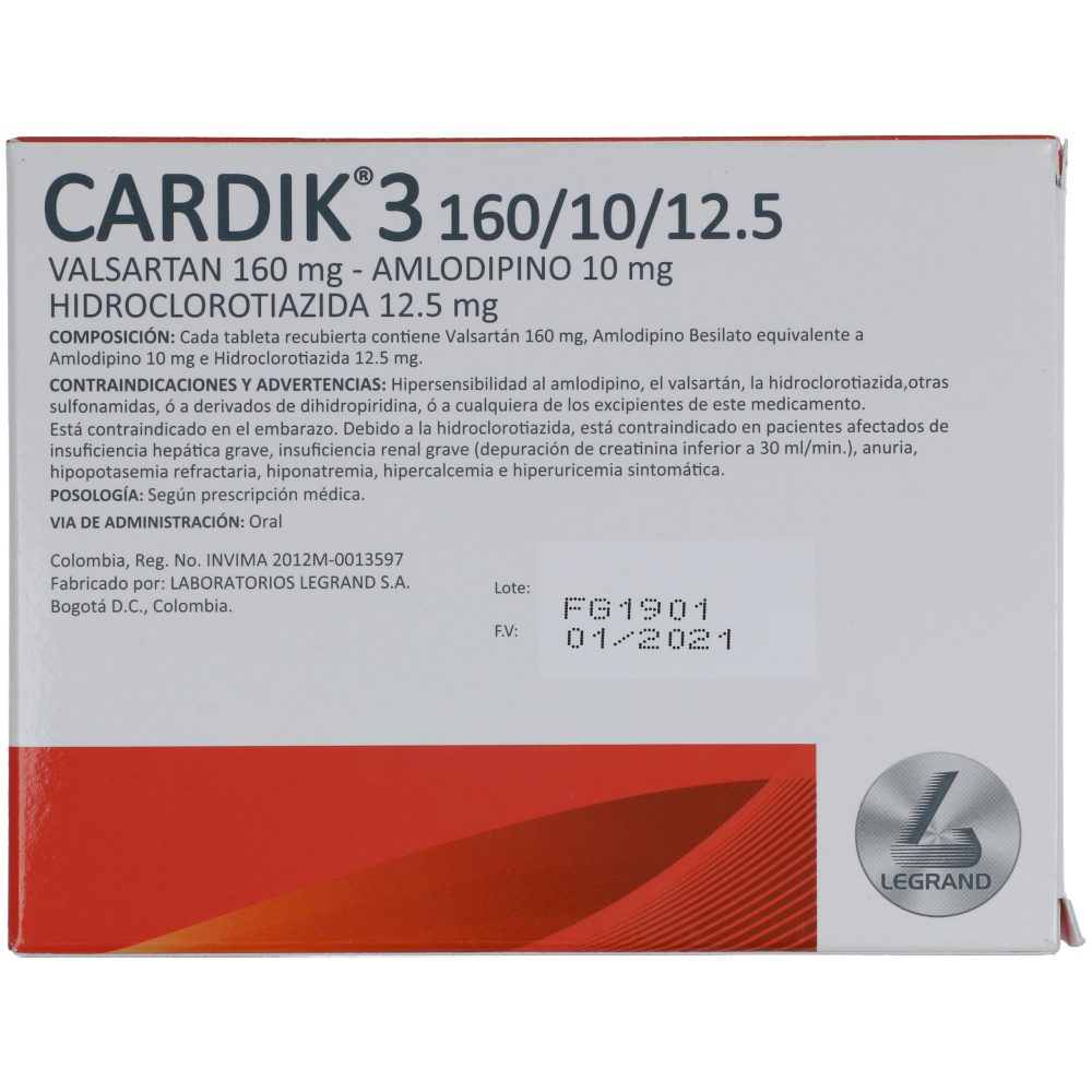 Cardik 3 (160+10+12.5)Mg Caja X 28 Tabletas Recubiertas | Los expertos ...