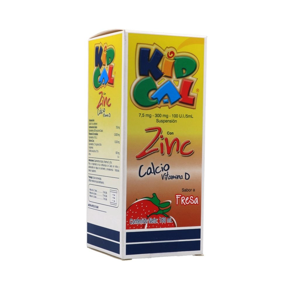 Kidcal con Zinc Sabor a Fresa 75mg/300mg/100UI/5ml