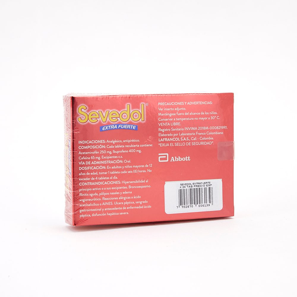 Promo Sevedol (250+65+400)Mg Tableta Recubierta Paquete X 1 Extrafuerte ...