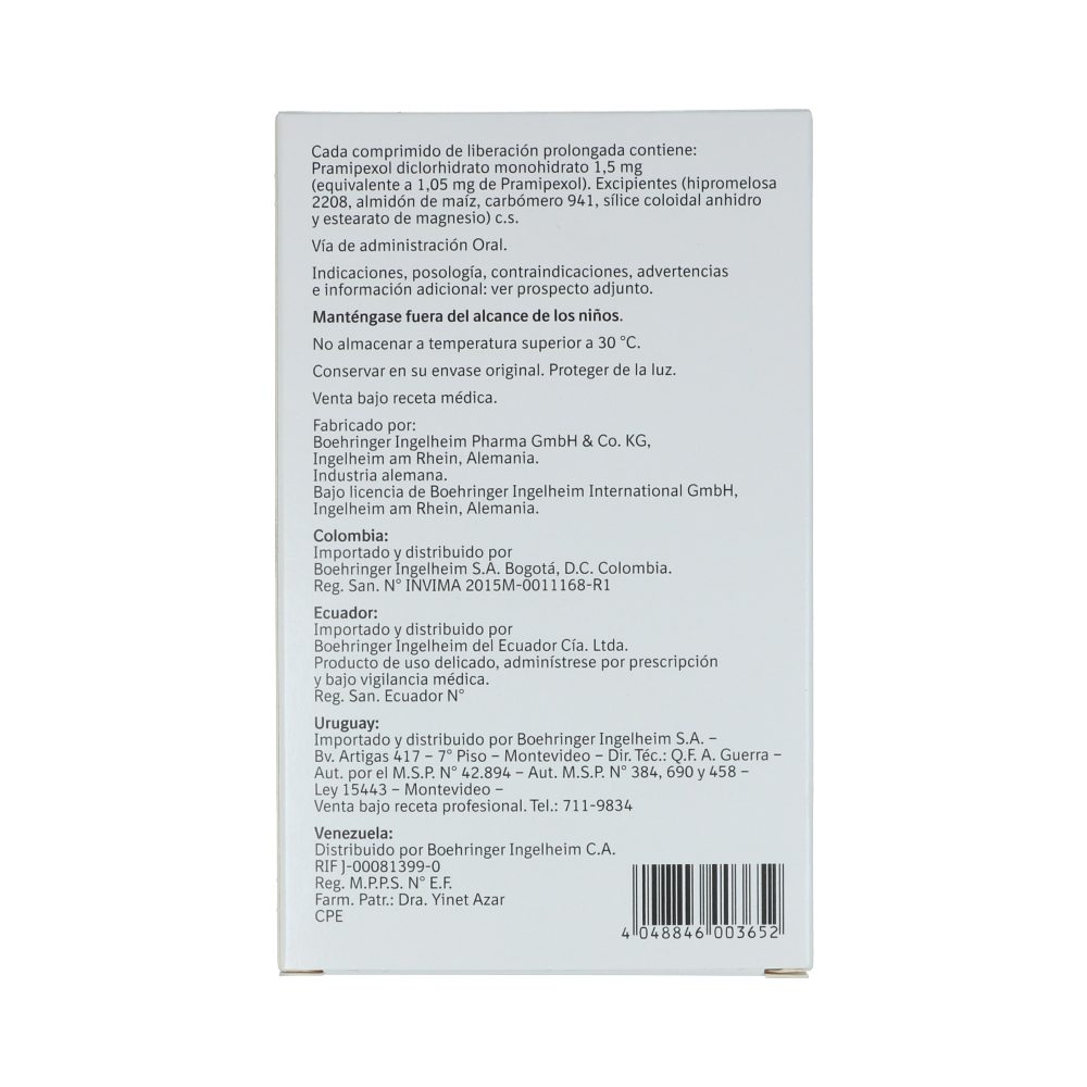 Mirapex Er 1.5Mg Caja X 10 Tabletas Liberación Prolongada | Los ...