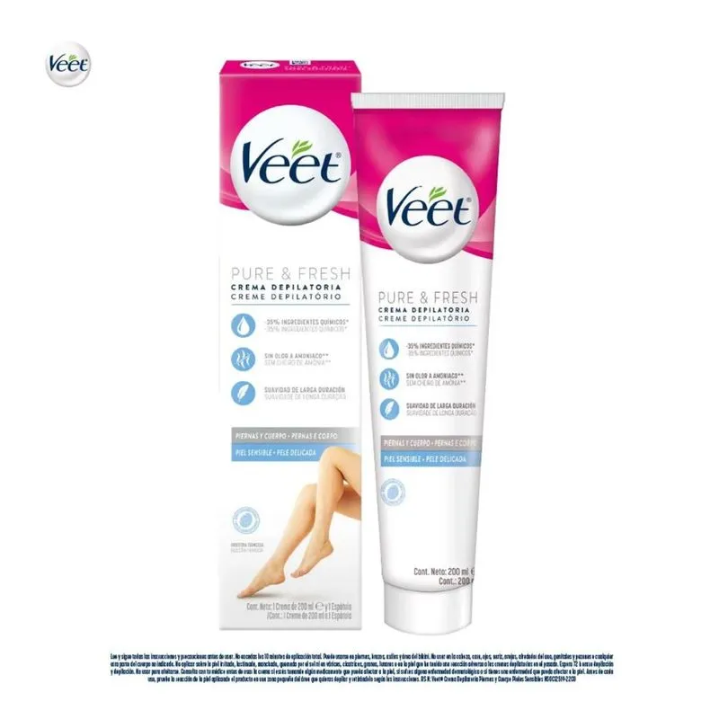 Crema Depilatoria Veet Pure & Fresh - 200 ml | Cruz Verde | Cruz Verde