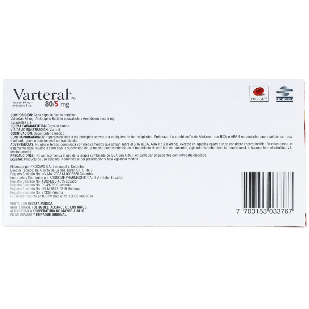 Varteral Nf (5+80) Mg Capsula Blanda Caja X 28 | Los expertos en ahorro Cruz Verde Colombia