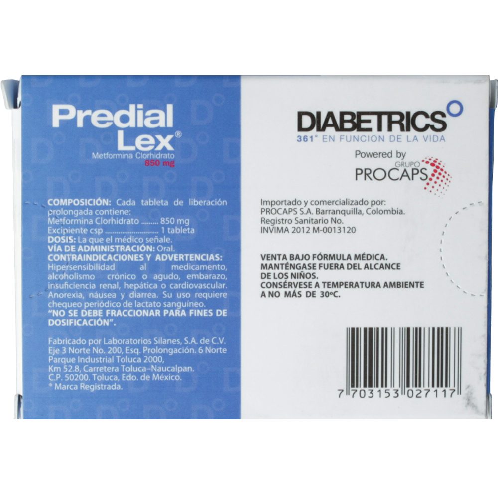 Predial Lex Tabletas Liberación Prolongada 850Mg Caja X 30 | Los ...
