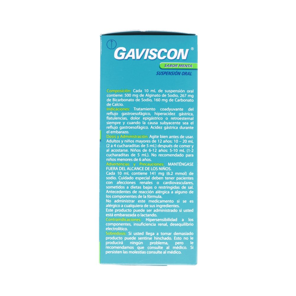 Gaviscon (5+2.67+1.6)% Suspensión Oral Frasco X 300mL Menta | Los ...