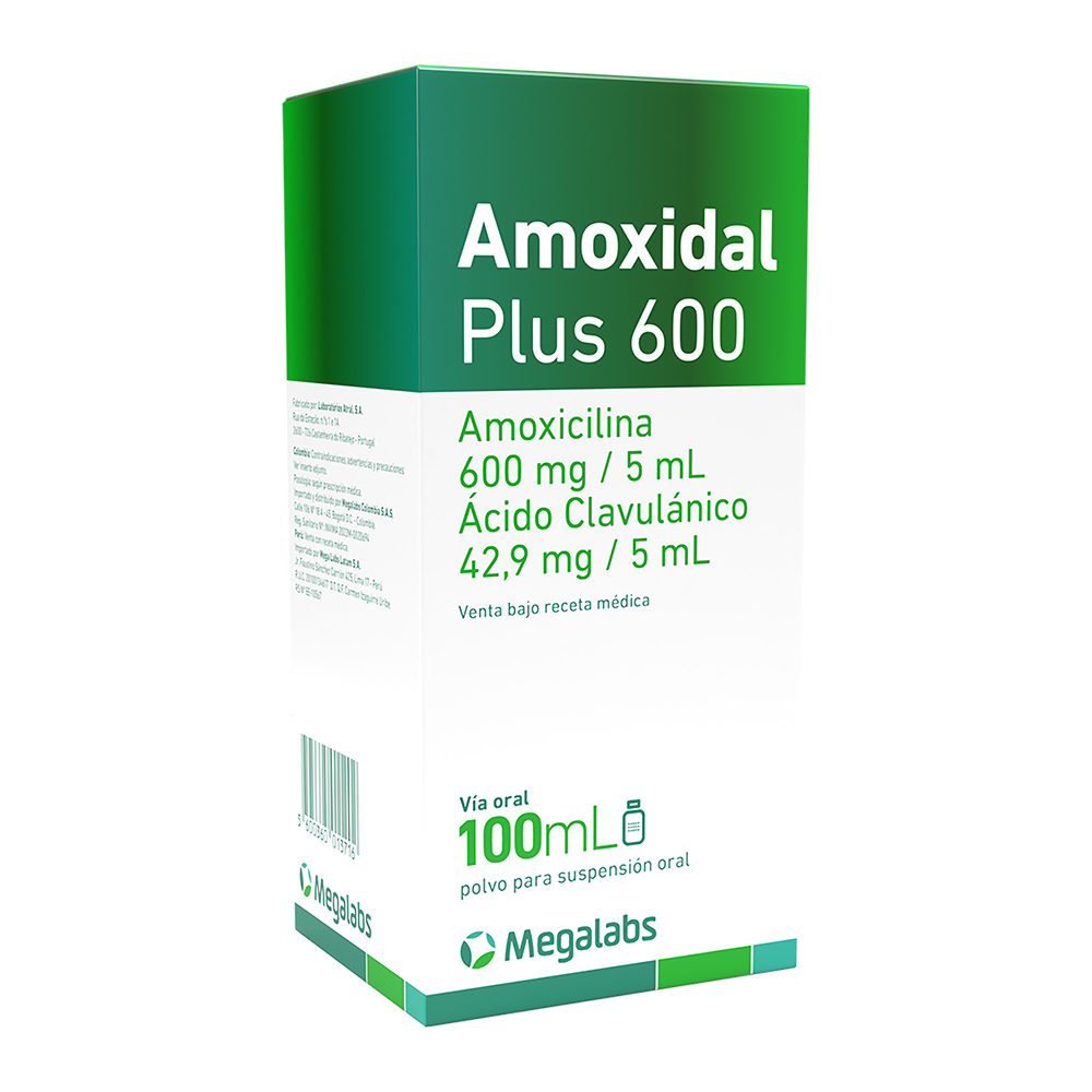 Amoxidal Plus (600+42.9)Mg/5Ml(12+0.858)% Polvo Suspension Oral Frasco ...